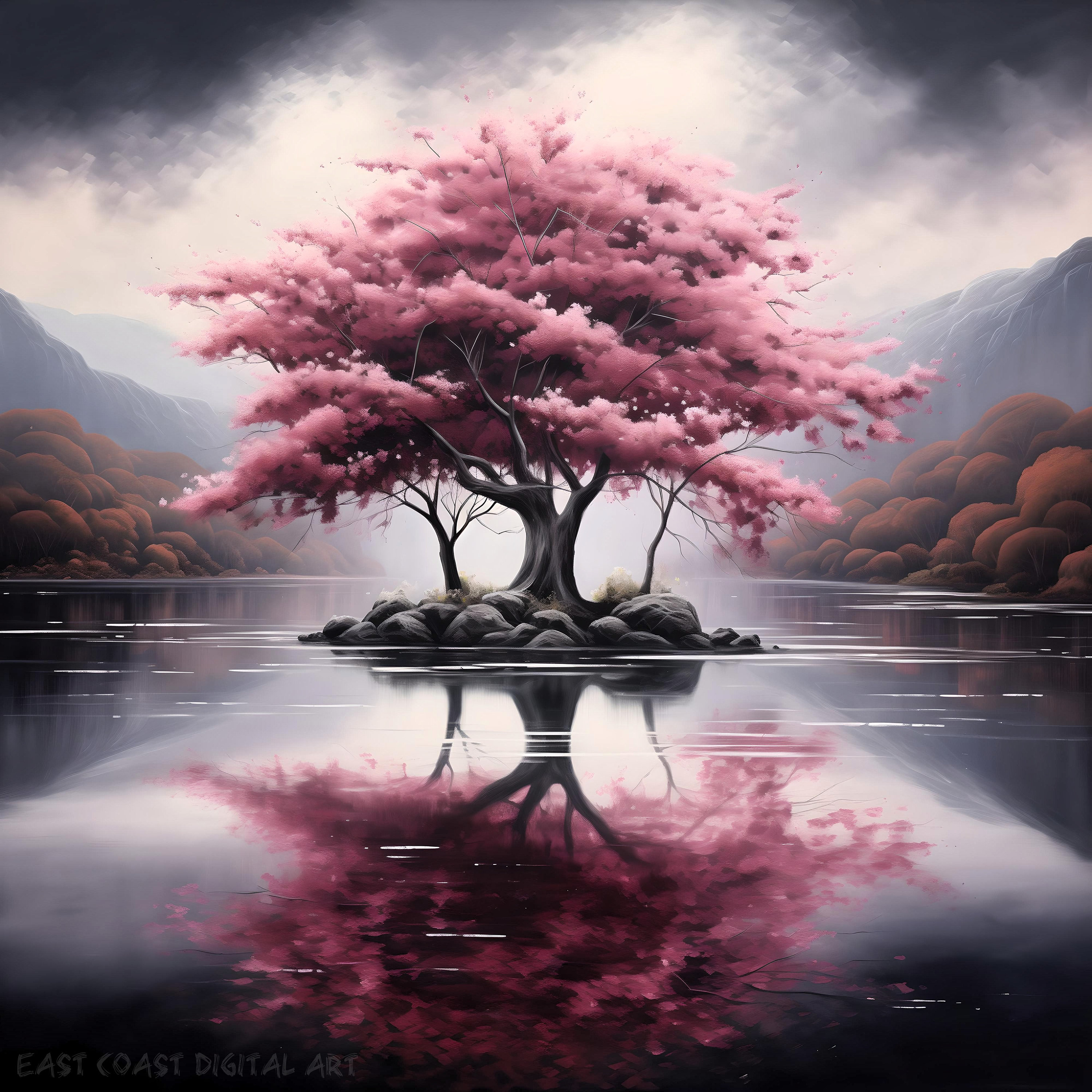 Cherry Blossom Tree Digital Art Print | DOWNLOADABLE PRINTABLE ART ...