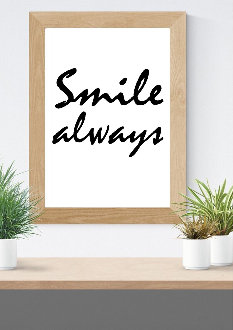 Smile Always Print, Instant Download Printable Art, Motivational Quote ...