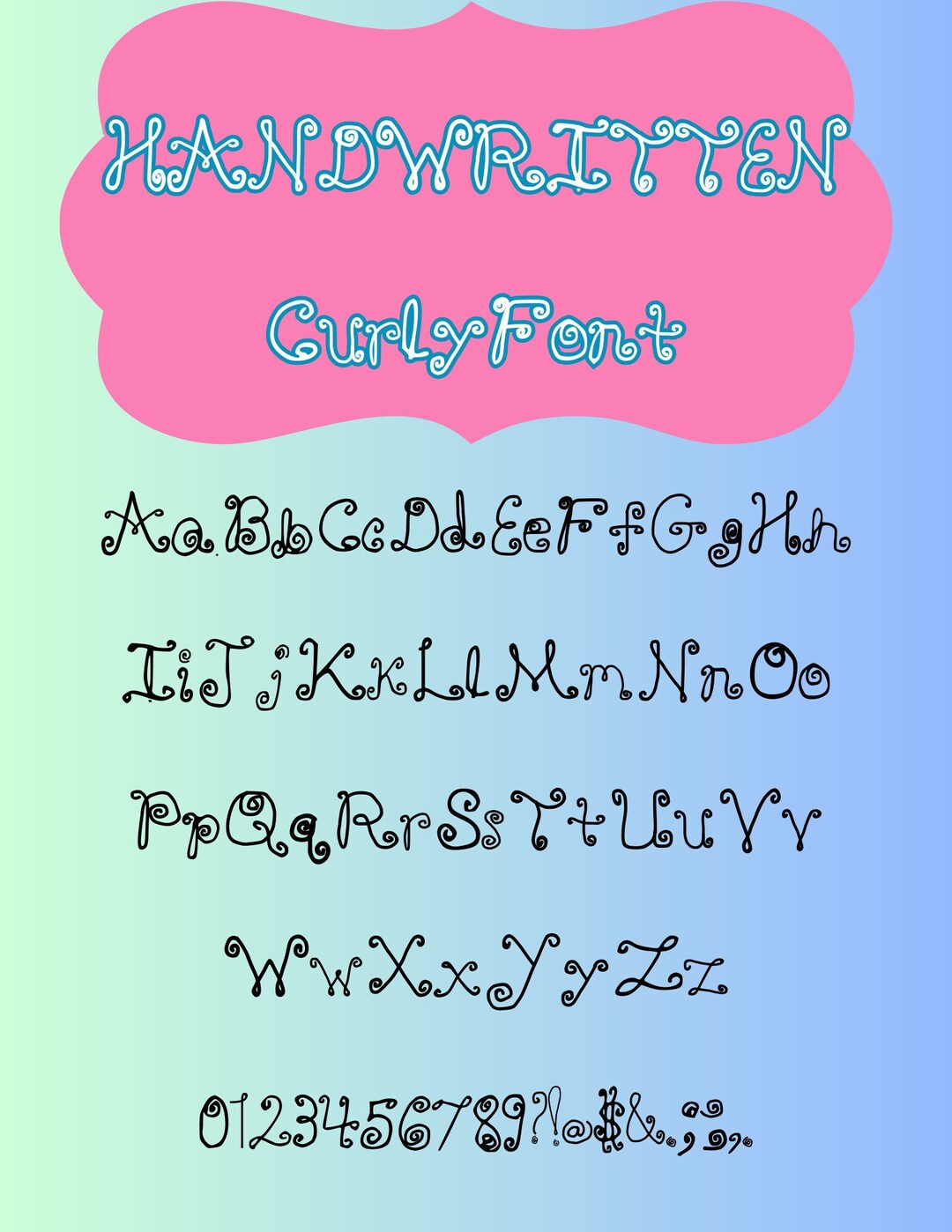 Handwritten Font, Curly Font, Cursive Handwriting, Crafty Font, Doodle ...