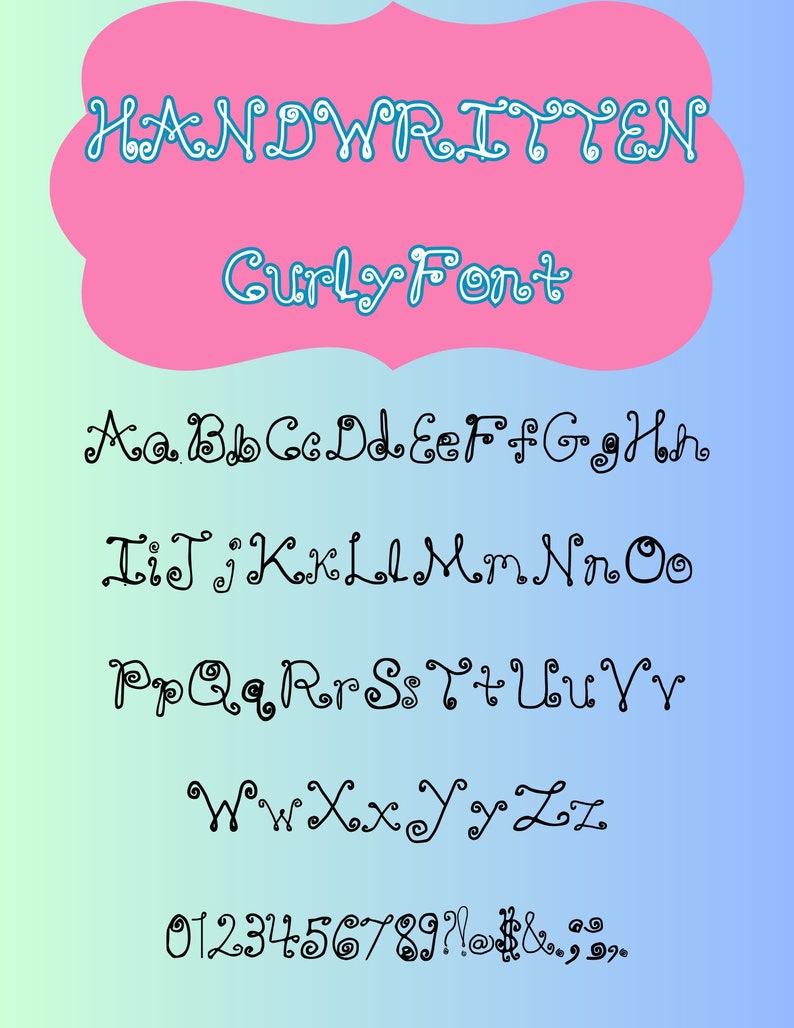 Handwritten Font, Curly Font, Cursive Handwriting, Crafty Font, Doodle ...