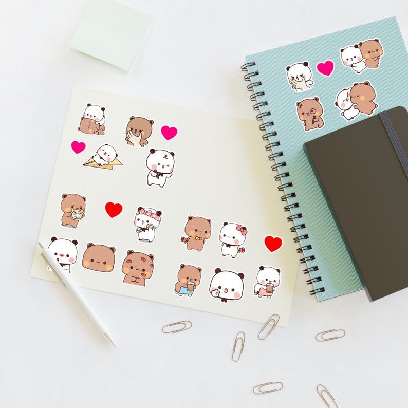 Bubu Dudu Stickers: Panda Bear Couple, Vinyl Decals - Etsy