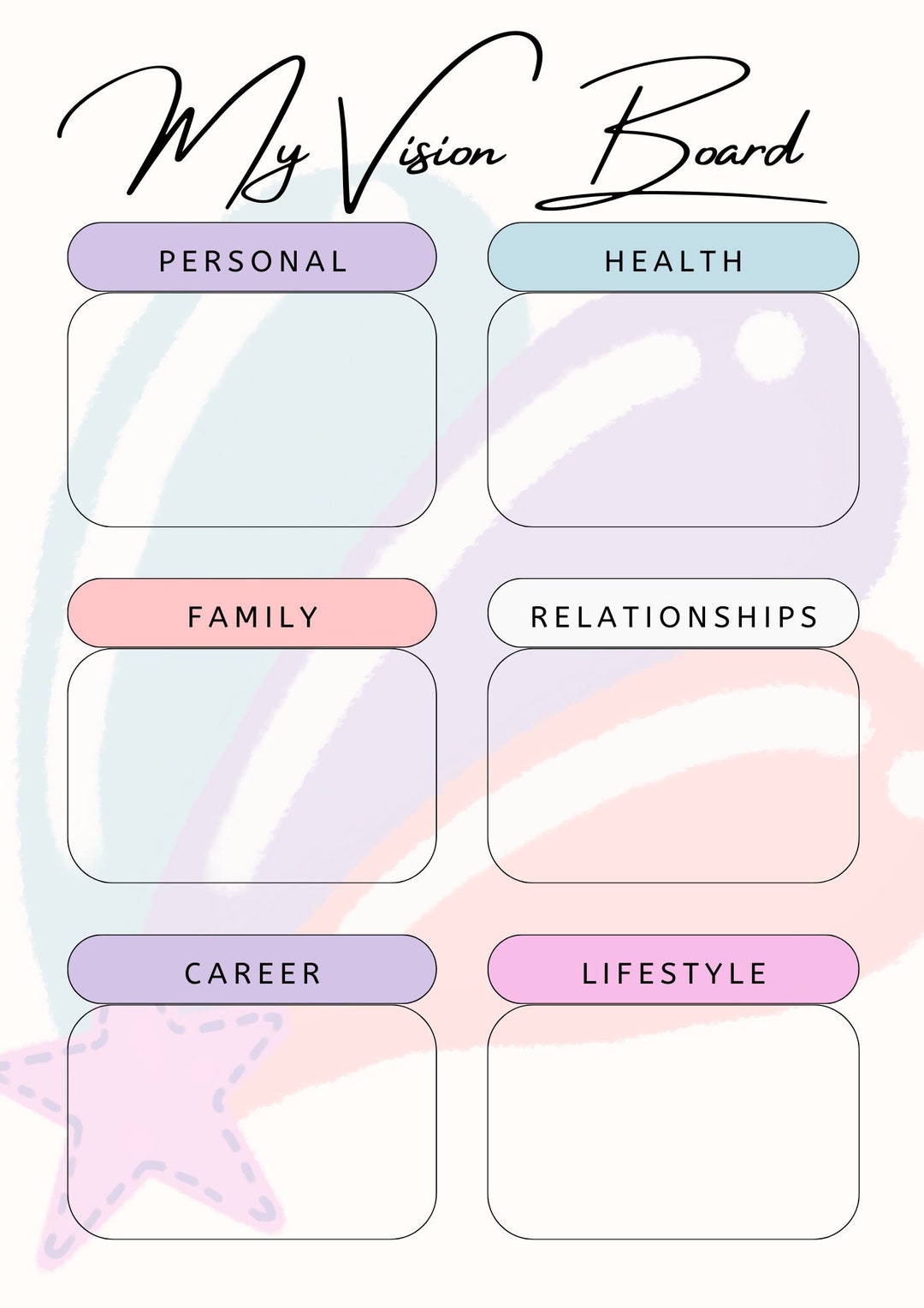 Printable Planner Insert My Vision Board - Etsy