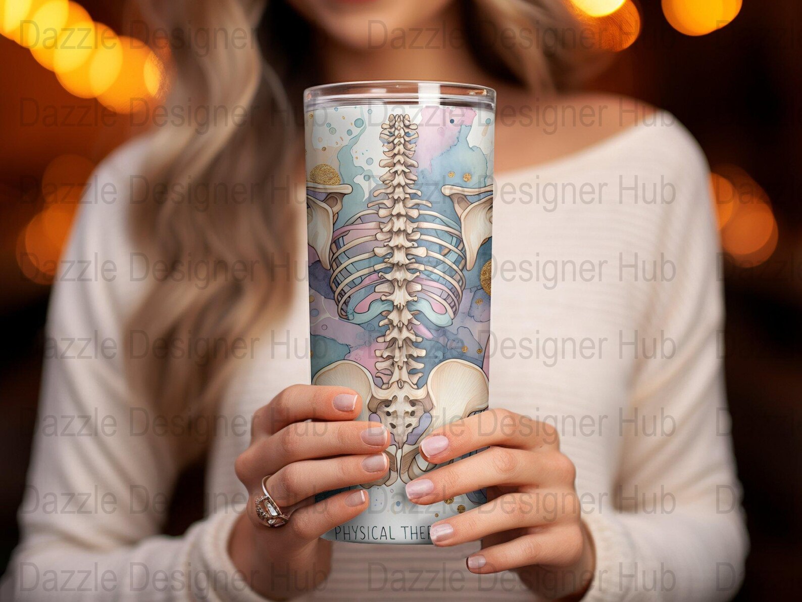 Physical Therapy Tumbler Wrap: Watercolor Spine Design (digital Design ...