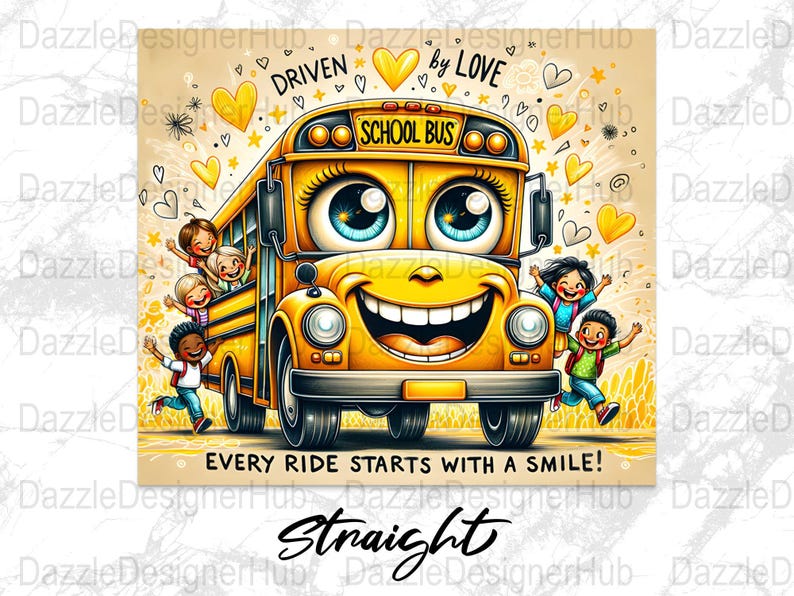School Bus Digital Art, Cute School Bus Illustration Print, Back to ...