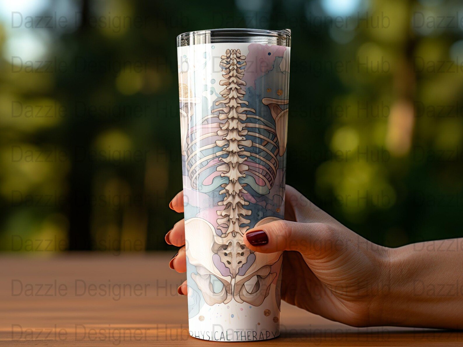 Physical Therapy Tumbler Wrap: Watercolor Spine Design (digital Design ...