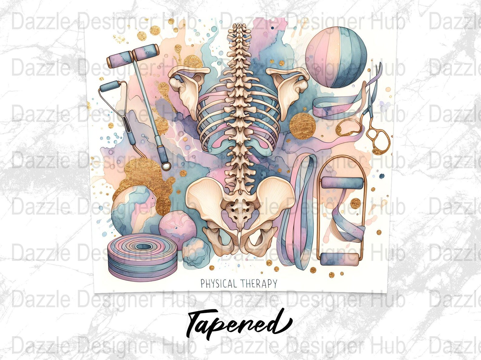 Physical Therapy Tumbler Wrap: Watercolor Spine Design (digital Design ...