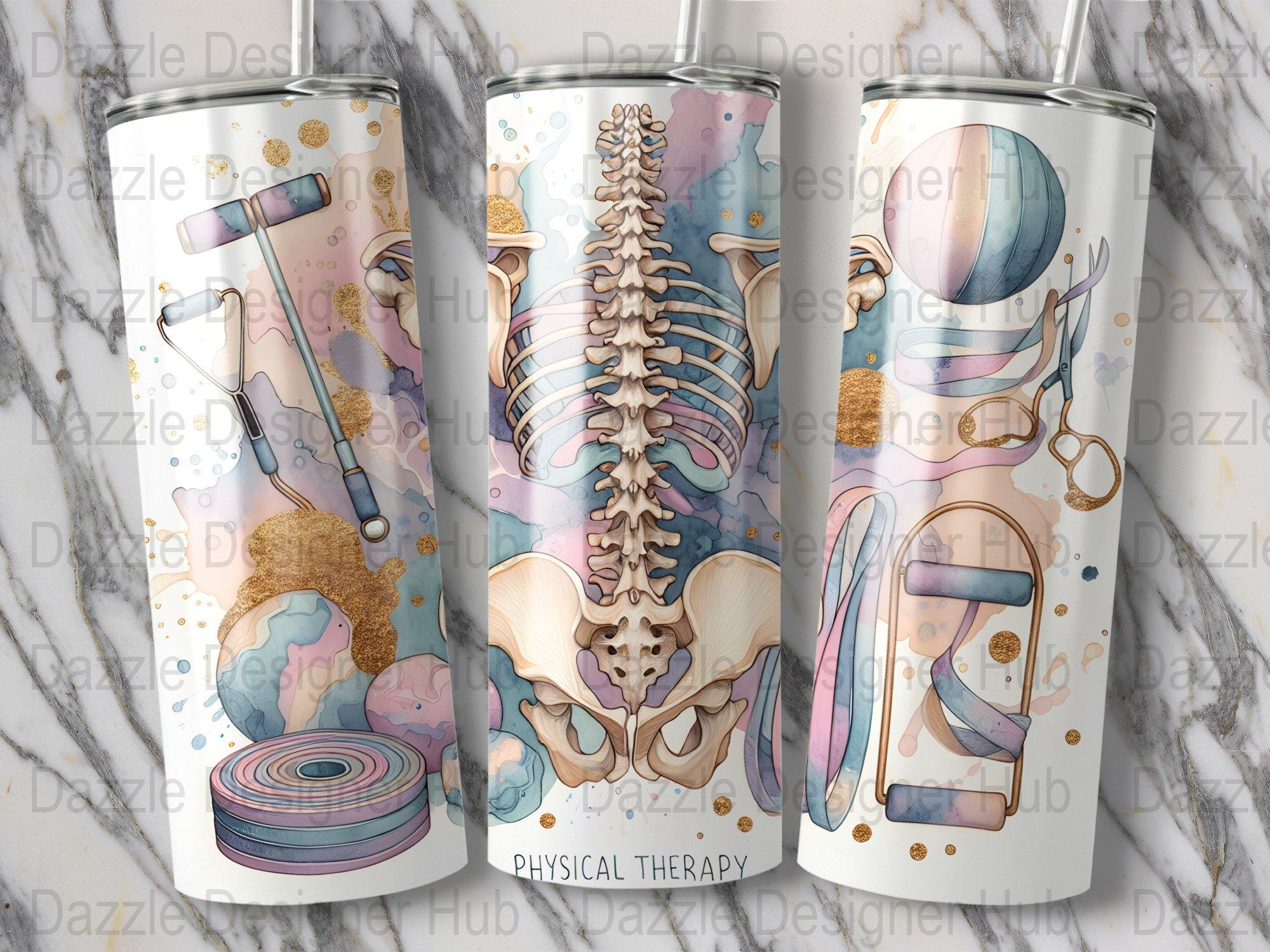 Physical Therapy Tumbler Wrap: Watercolor Spine Design (digital Design ...