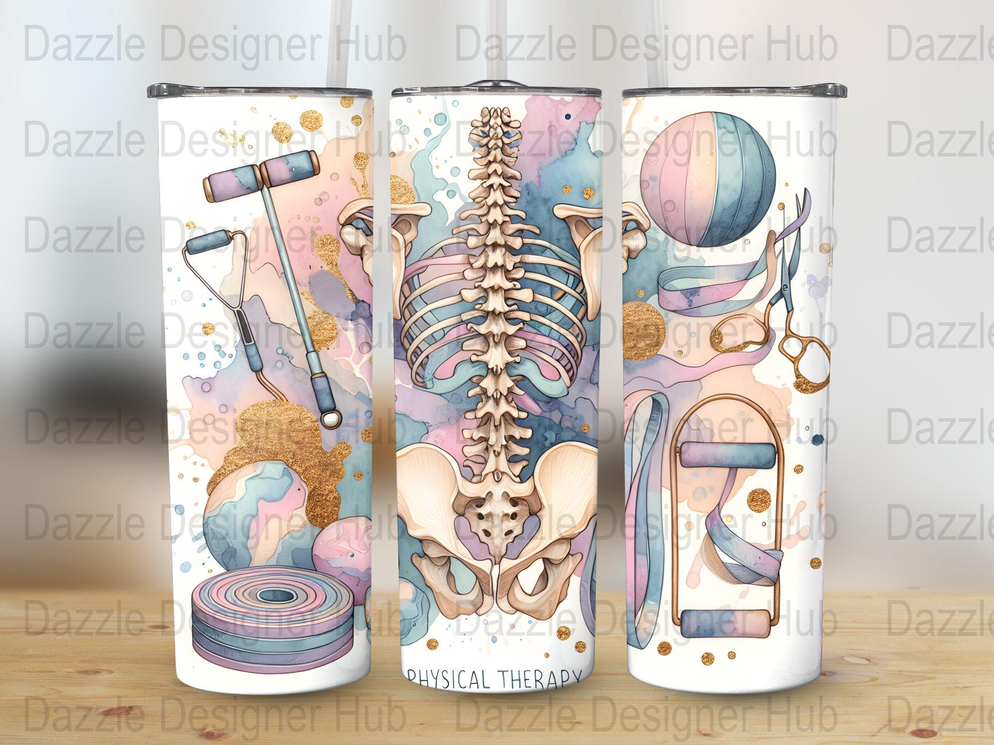 Physical Therapy Tumbler Wrap: Watercolor Spine Design (digital Design ...