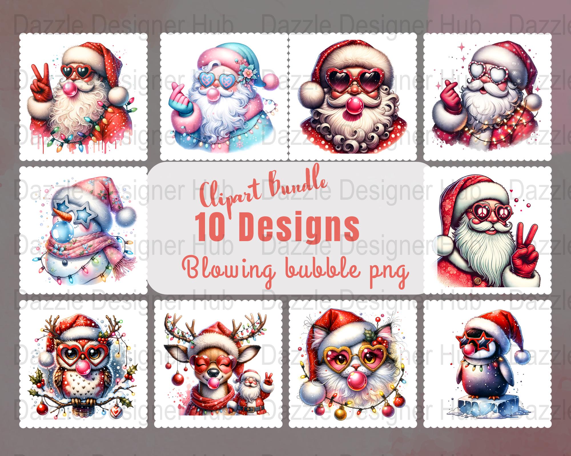 Christmas Santa Clipart Bundle, 10 PNG Designs, Cute Holiday Clipart ...
