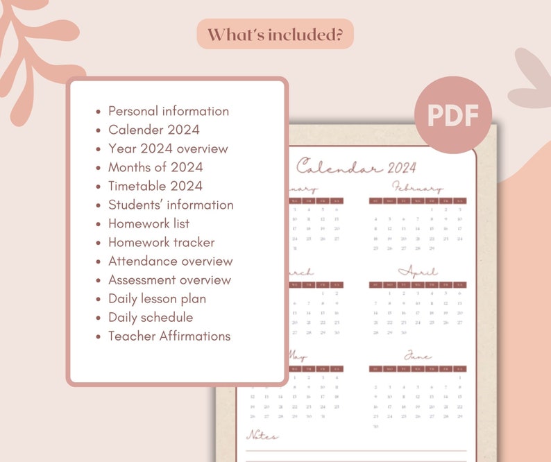 Teacher Planner PDF 2024 EDITABLE Canva Lesson Planner Class Schedule ...
