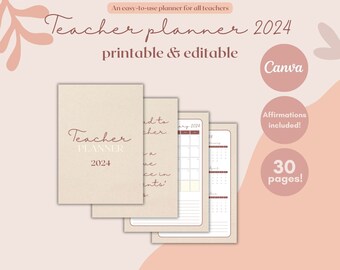 EDITABLE and Printable Teacher Planner PDF Lesson Planner Class ...
