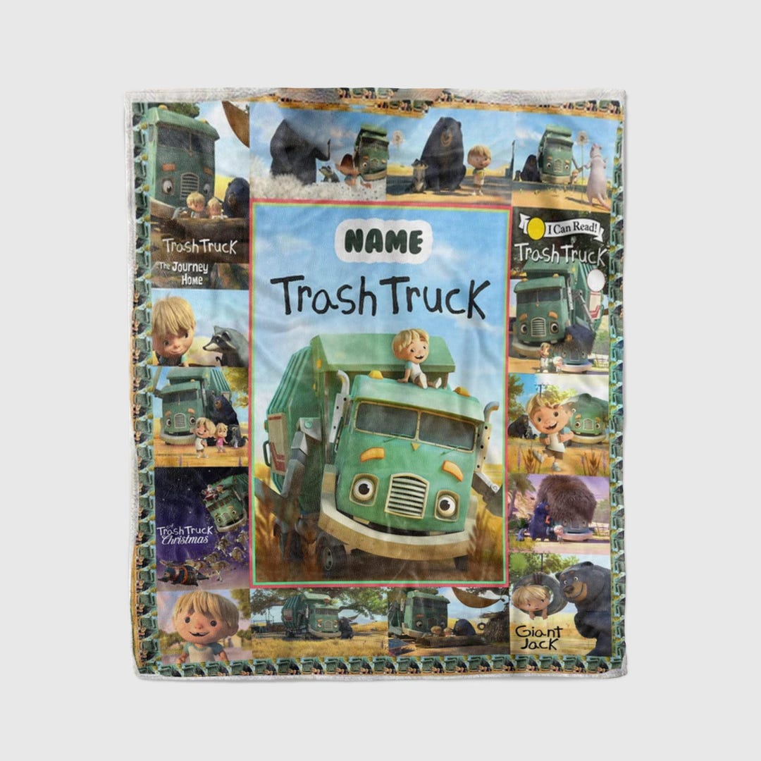 Customize Trash Truck Sherpa Blanket, Personalized Trash Truck Quilt ...