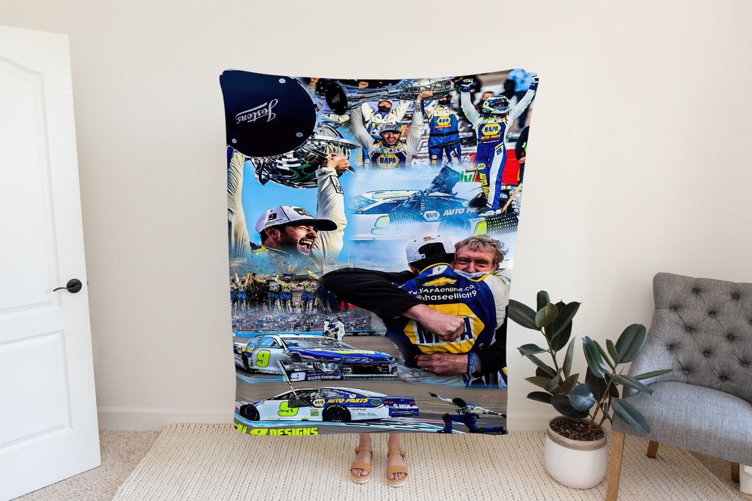 Custom Blanket Chase-elliott Personalized Sport Blanket Gift for Racer Cozy Sherpa Fleece Throw ...