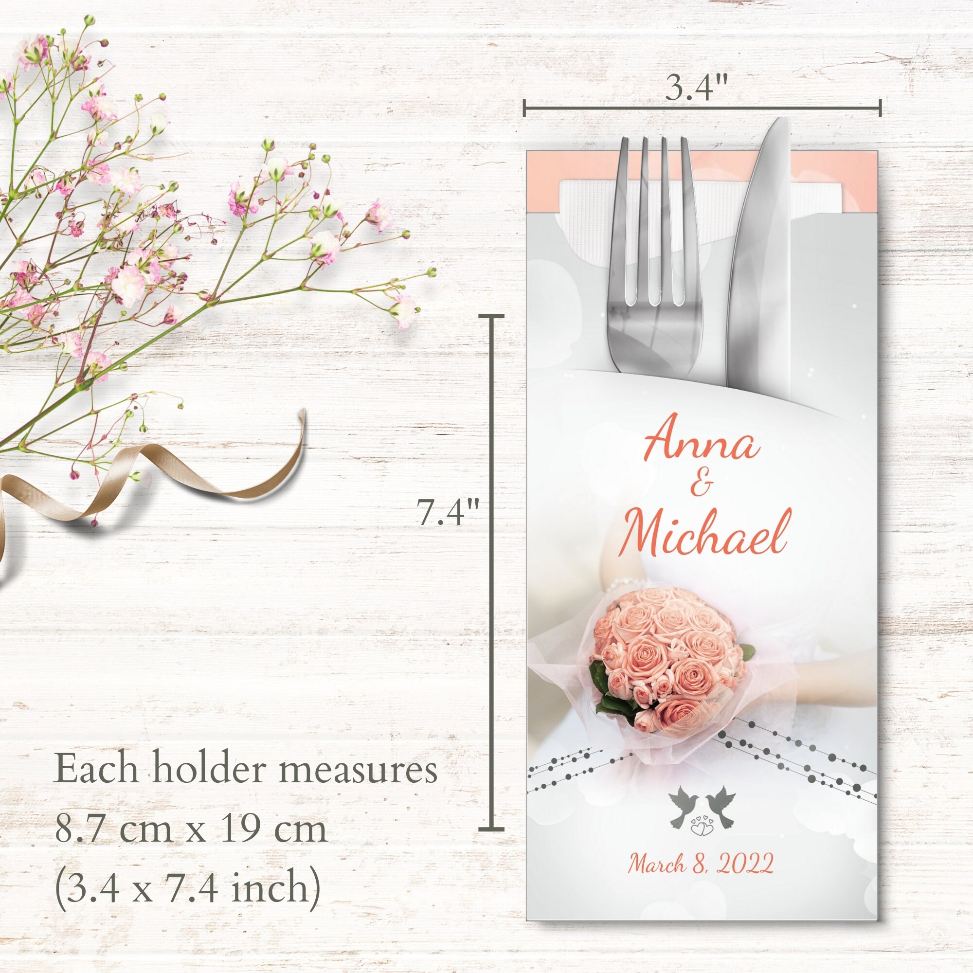 Personalized Wedding Cutlery Holders With Premium Napkins Reception ...