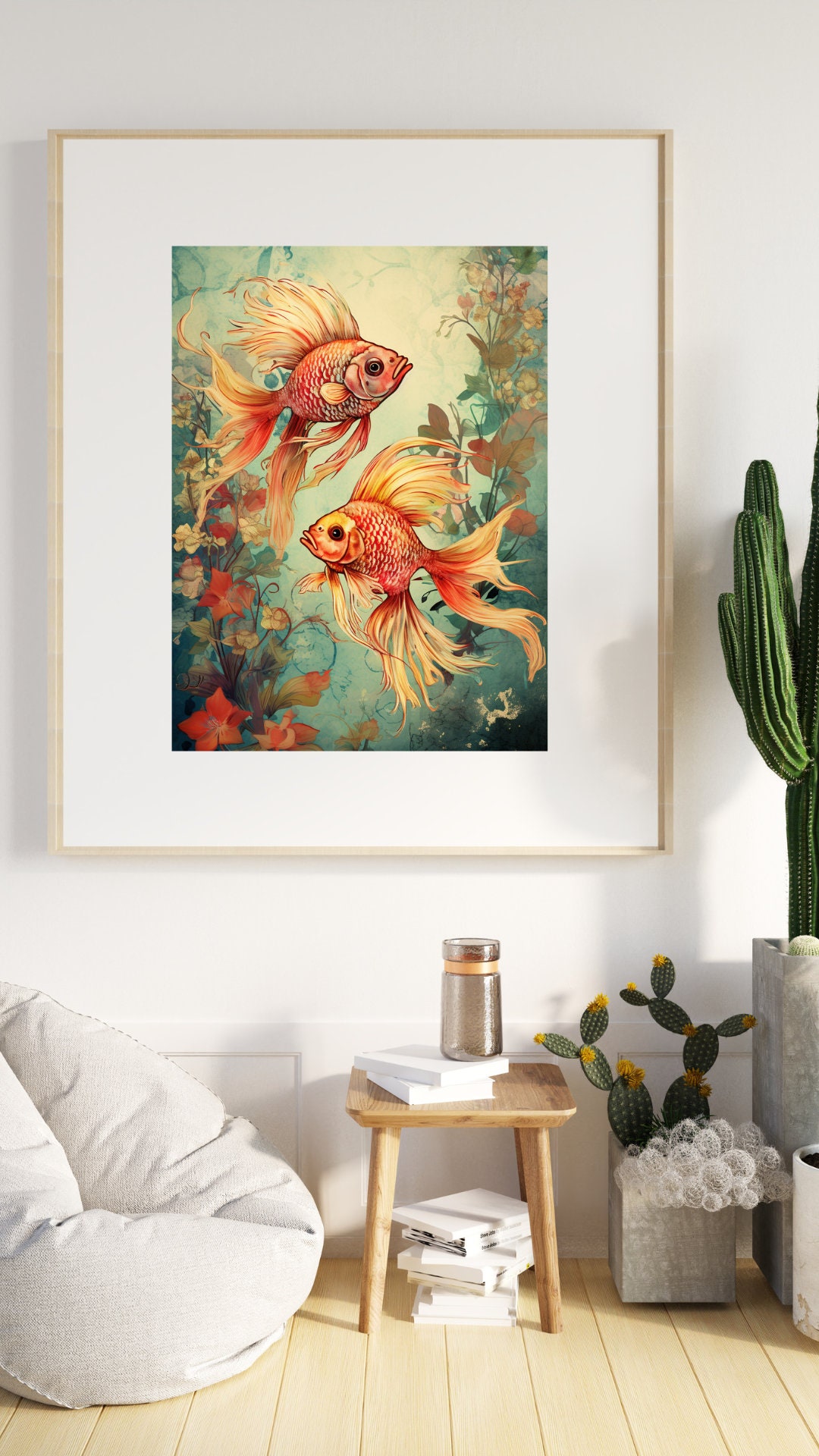 Vintage Japanese Koi Fish Poster Ocean Art Wildlife Print Matte ...