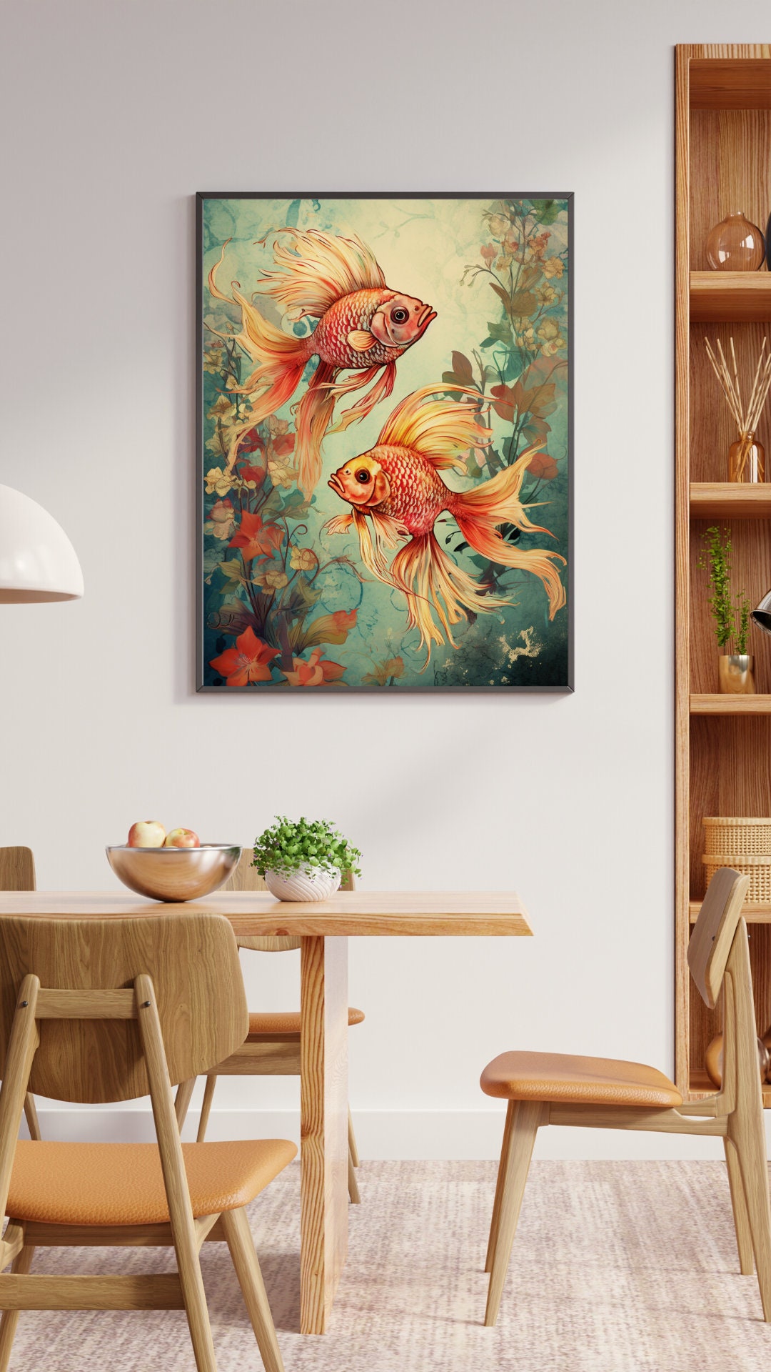 Vintage Japanese Koi Fish Poster Ocean Art Wildlife Print Matte ...