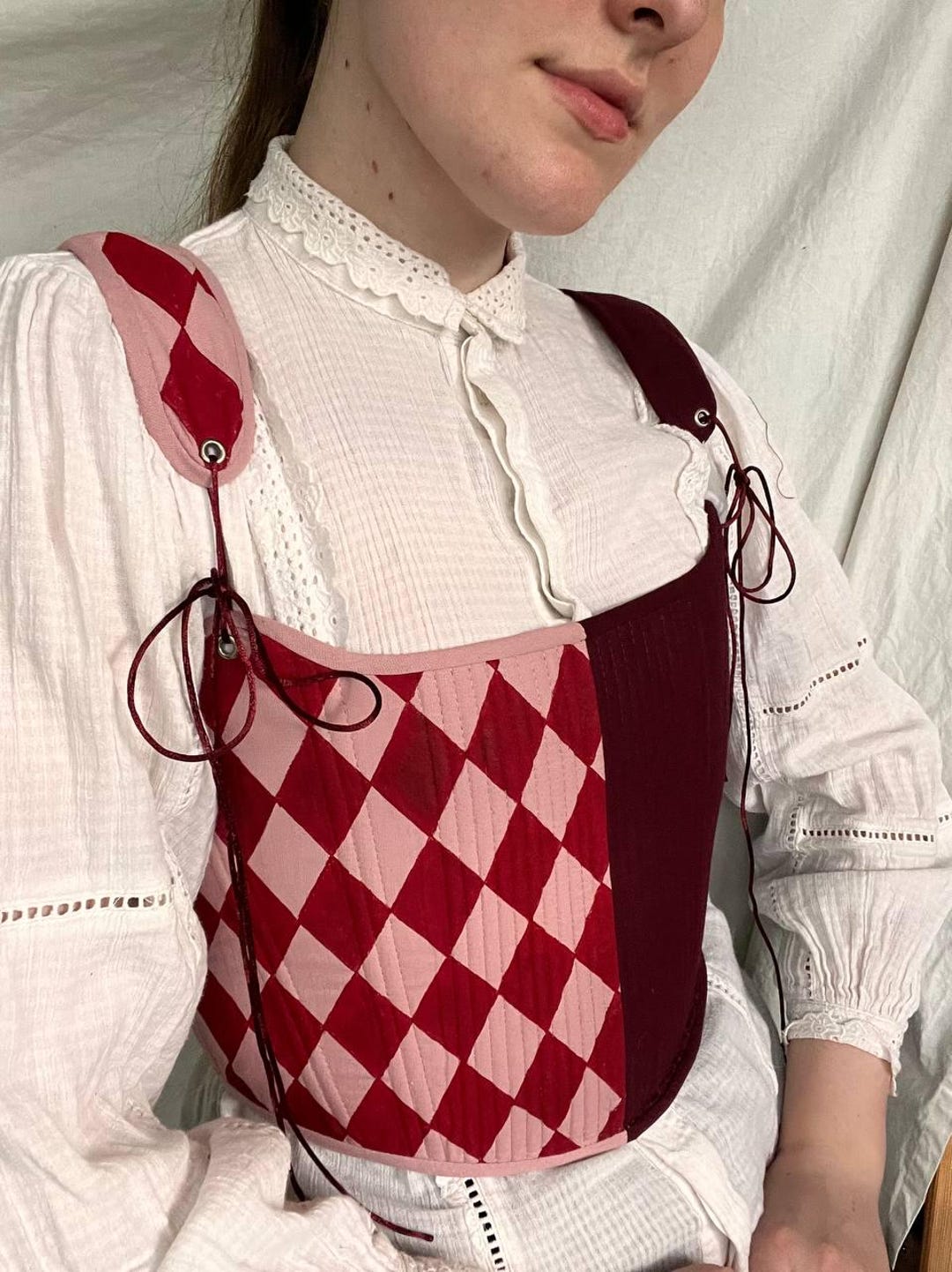 Chest Corset Baroque Jester Pink-burgundy, Coloring Buffoon Medieval ...