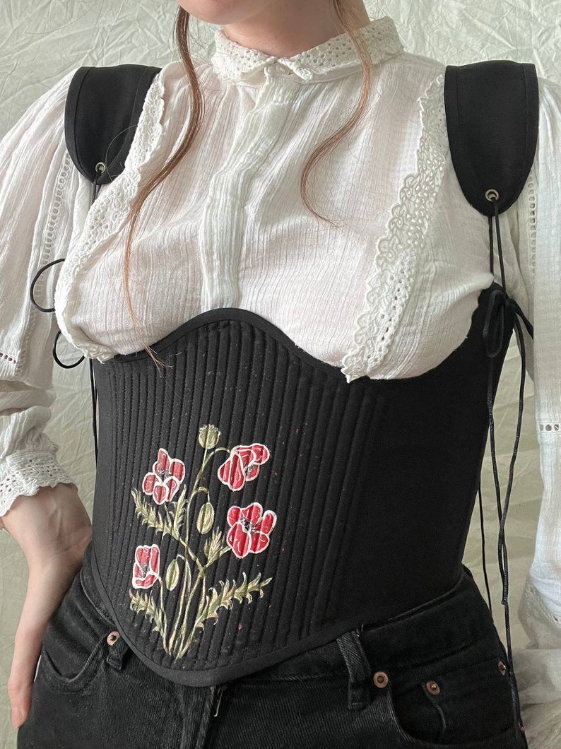 Reversible Corset With Hand-painted, Short Corset, Tapestry Corset ...