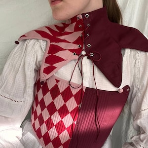 Buffoon Costume Pink-burgundy, Coloring Collar and Corset Medieval ...
