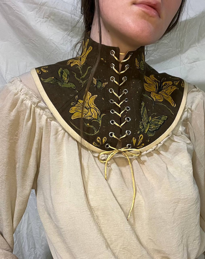 Neck Corset, Collar, Shoulder Piece With Hand-painted, Upcycle Corset ...