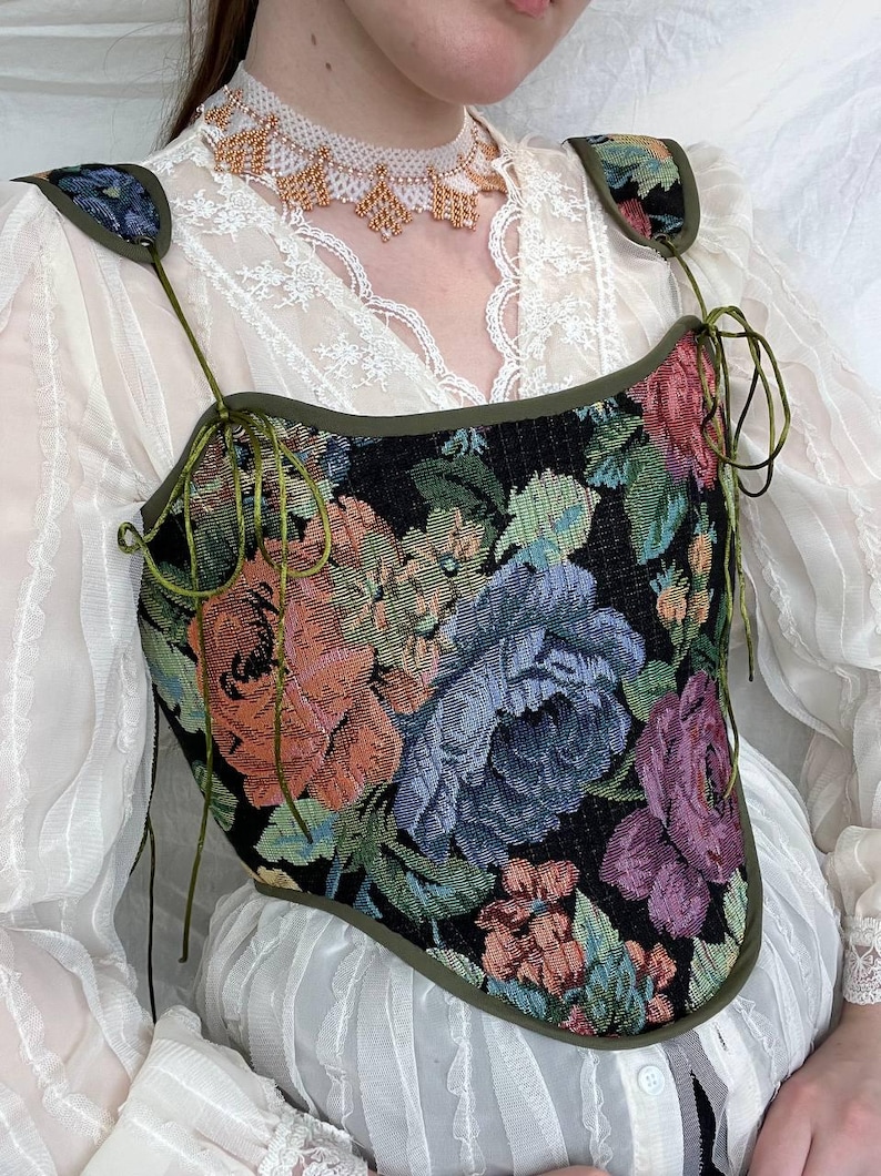 Green Historical Corset, Chest Corset With Hand-painted Elven Tree ...