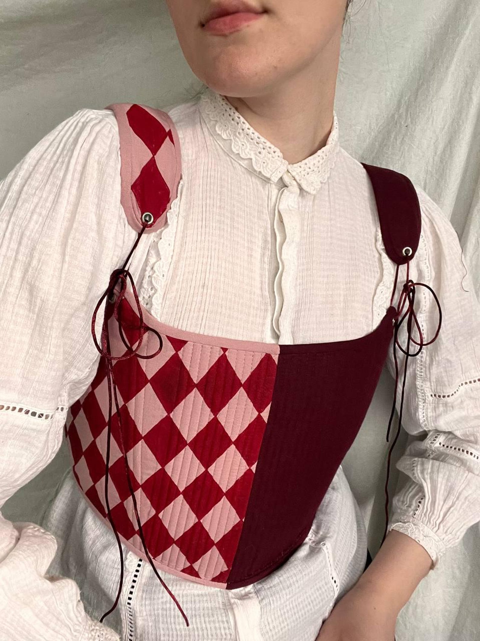 Chest Corset Baroque Jester Pink-burgundy, Coloring Buffoon Medieval ...