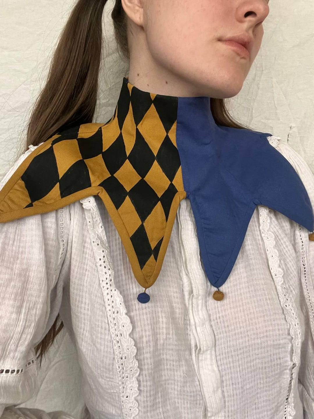 Baroque Jester Yellow-blue, Coloring Buffoon Costume, Collar Medieval ...