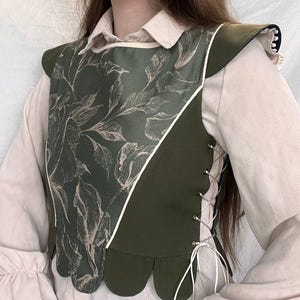Reversible Floral Cotton Vest, Elven Cosplay Waistcoat With Lacing - Etsy