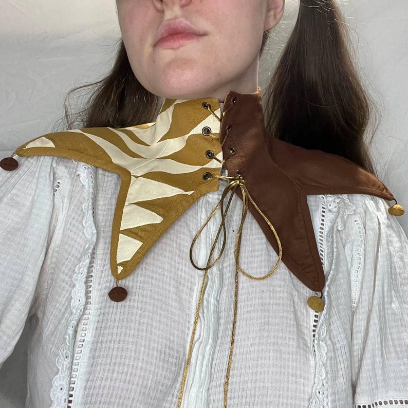 Hand Painted Yellow-brown Jester Collar, Baroque Buffoon Costume ...