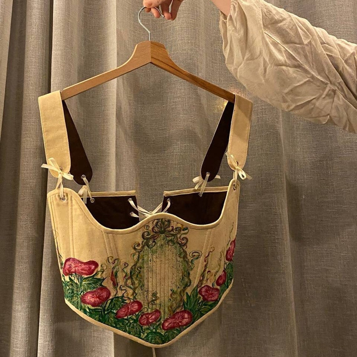 Reversible Corset With Hand Painted Acrylic Print, Corset Vintage High ...