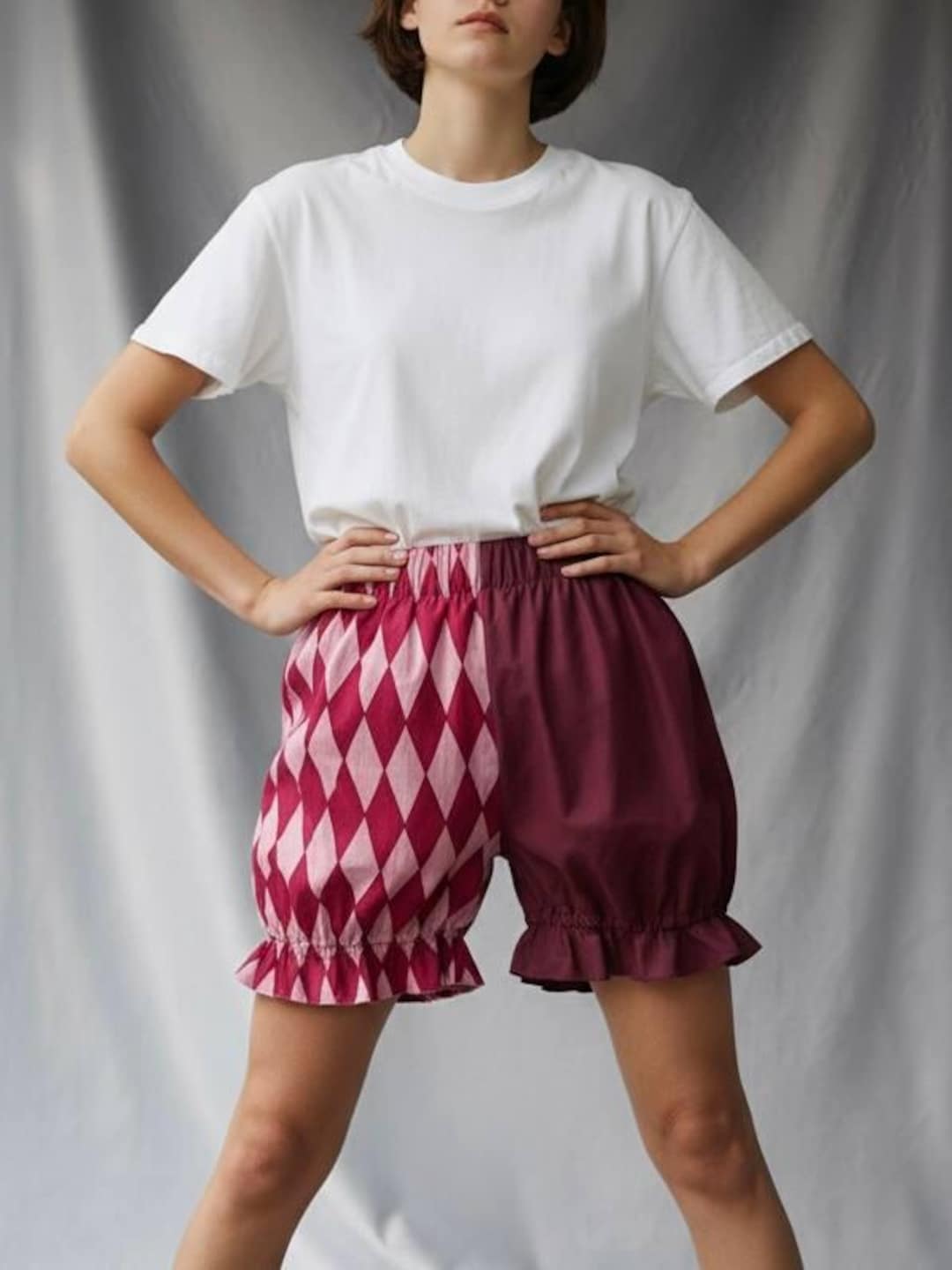 Multi-colored Fancy Ruffle Short Bloomers, Harlequin Clown Cosplay ...