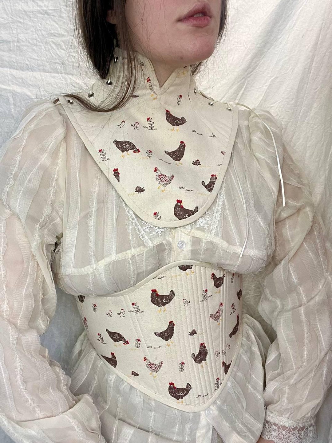 Reversible Chicken Print Corset and Collar, Medieval Cosplay Costume - Etsy