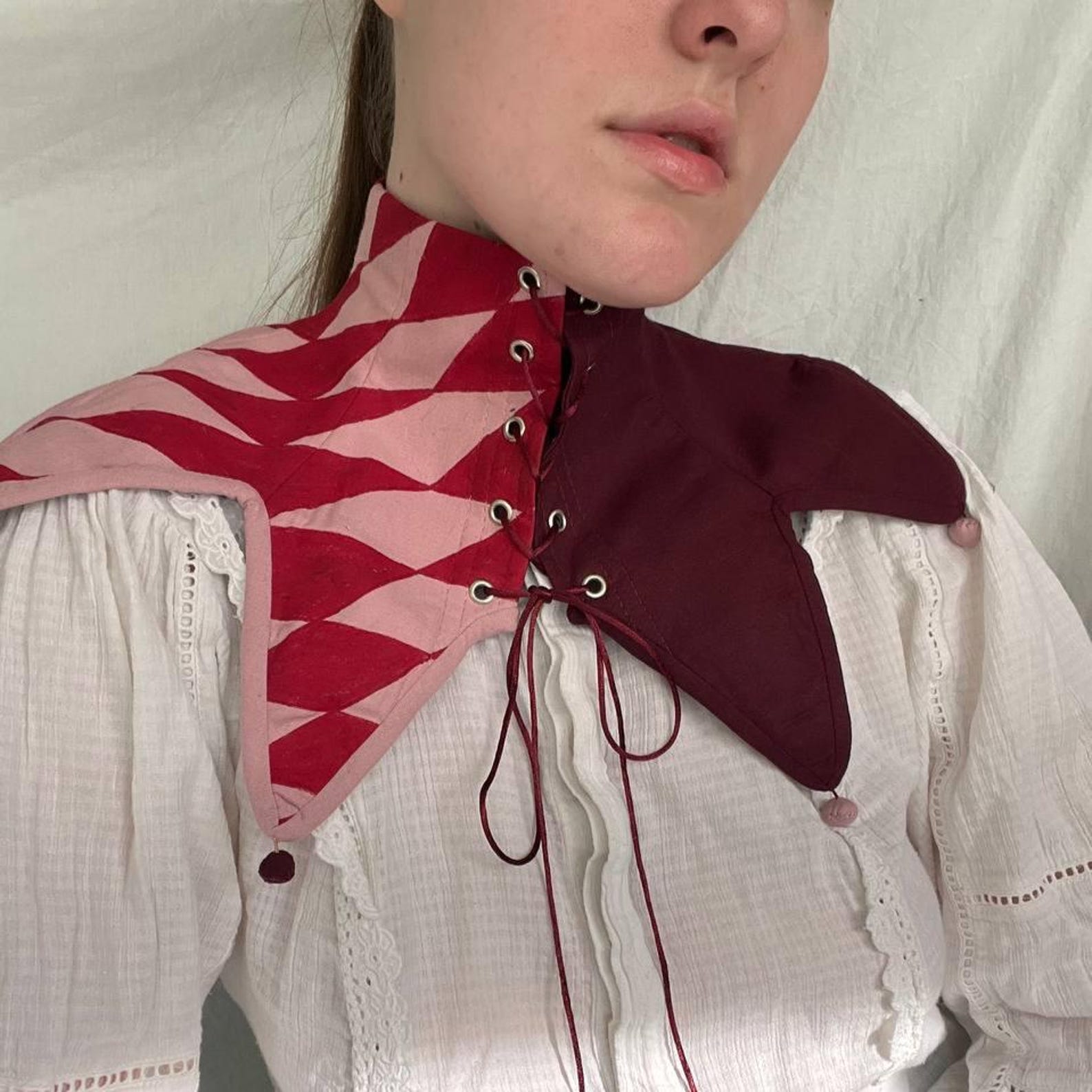 Baroque Jester Pink-burgundy, Coloring Buffoon Costume, Collar Medieval ...