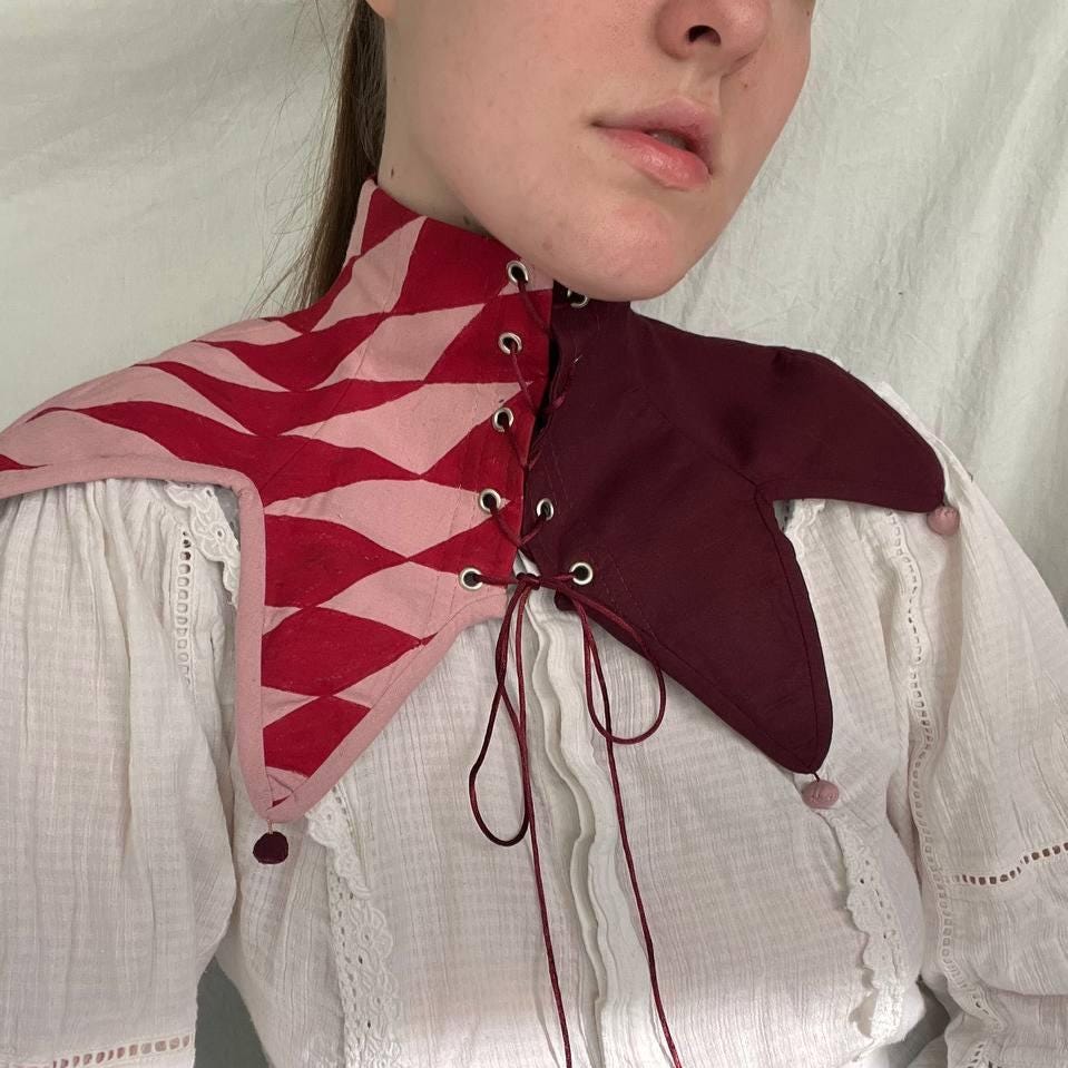 Baroque Jester Pink-burgundy, Coloring Buffoon Costume, Collar Medieval ...