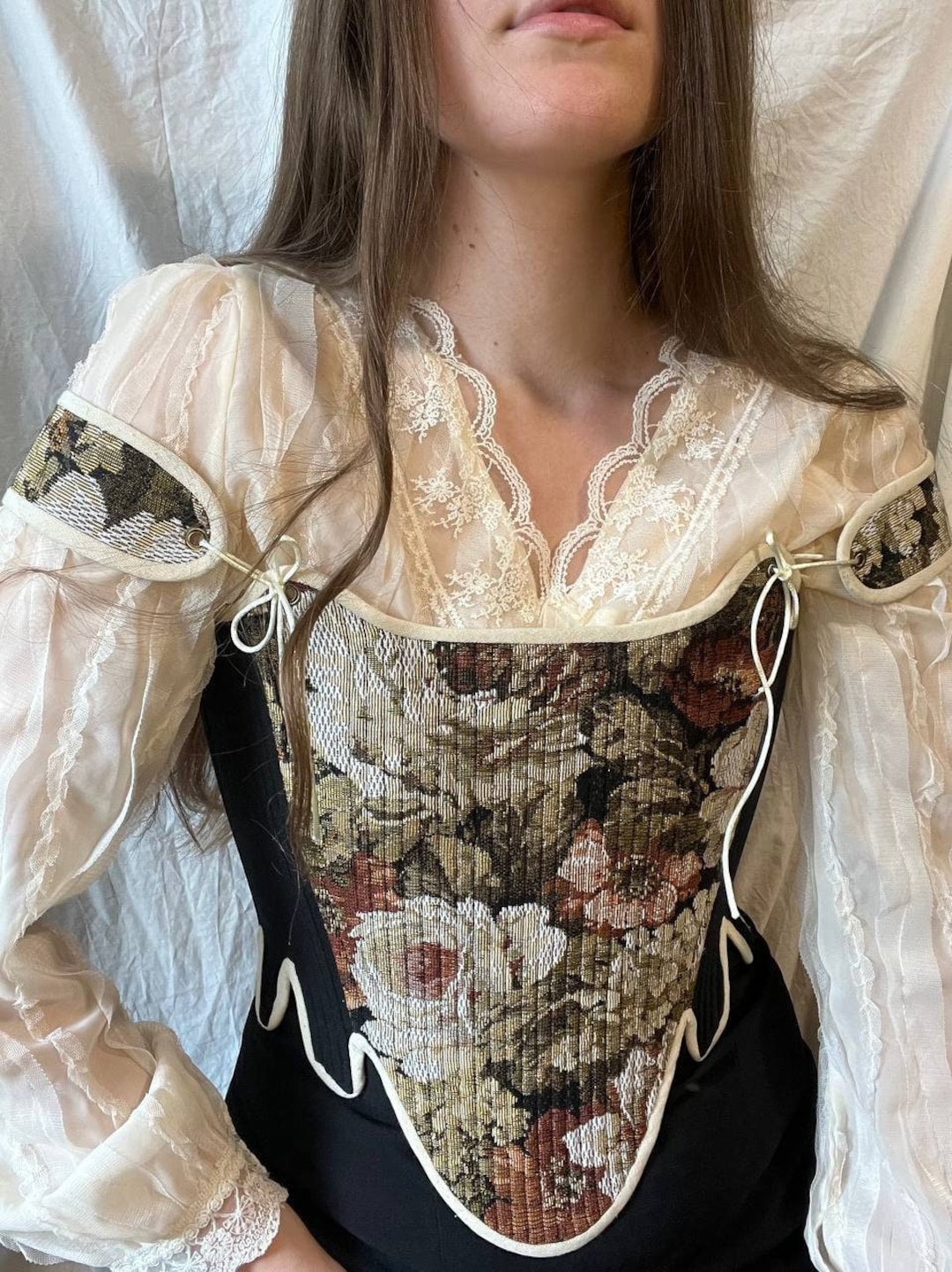 Historical Corset Reversible Overbust Corset, Corset With Tapestry ...