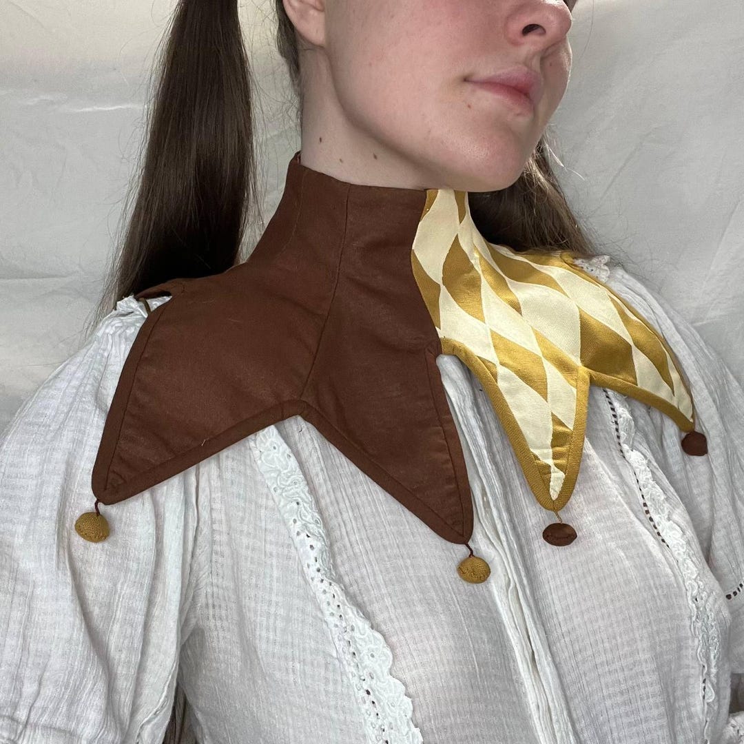 Hand Painted Yellow-brown Jester Collar, Baroque Buffoon Costume ...
