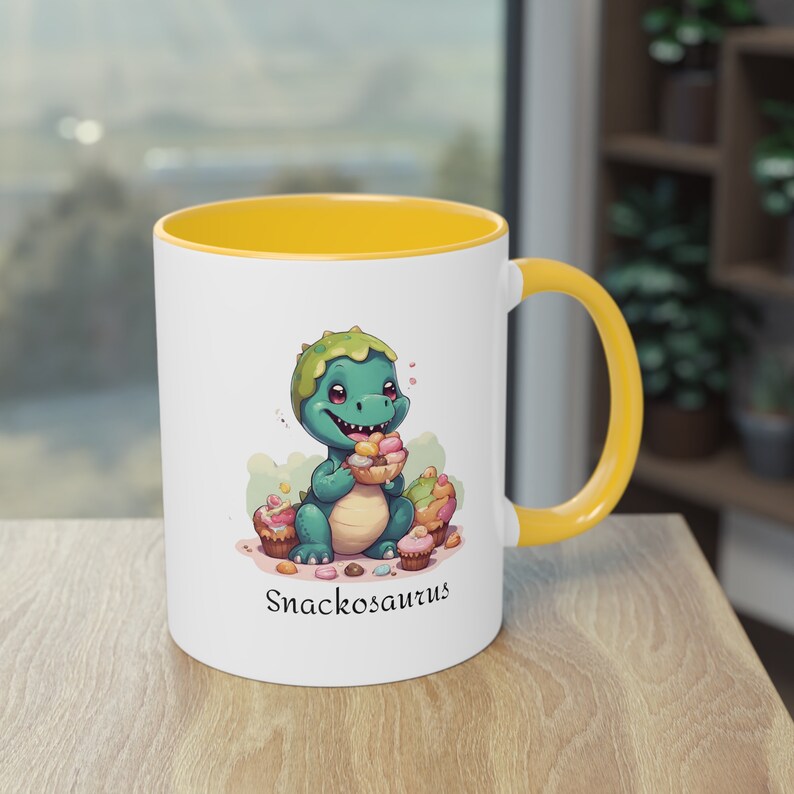 Snackosaurus Cup Dinosaur Snack Sweet Tooth Coffee Cup Gift Office Cake ...