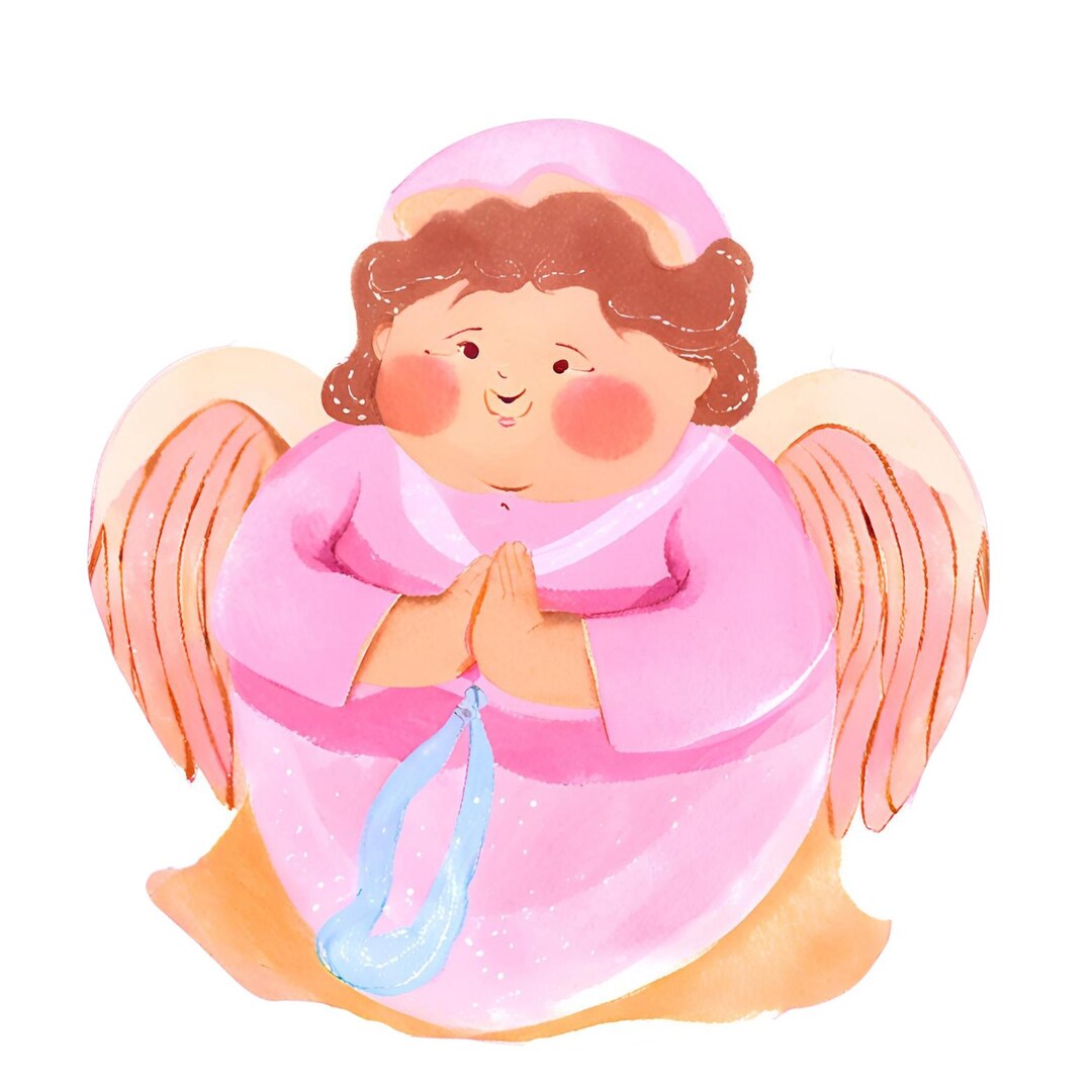 10 Chubby Angels, Angel Clipart, Printable Watercolor Clipart, High ...