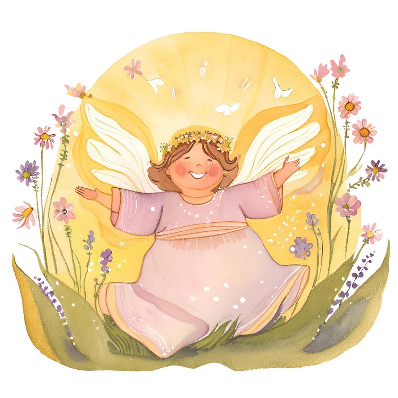 10 Chubby Angels, Angel Clipart, Printable Watercolor Clipart, High ...