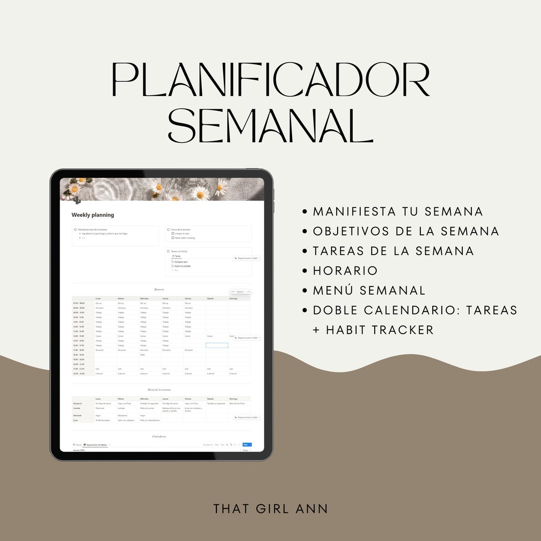 Notion Week Planner and Habit Tracker Template Weekly Planner & Habit ...