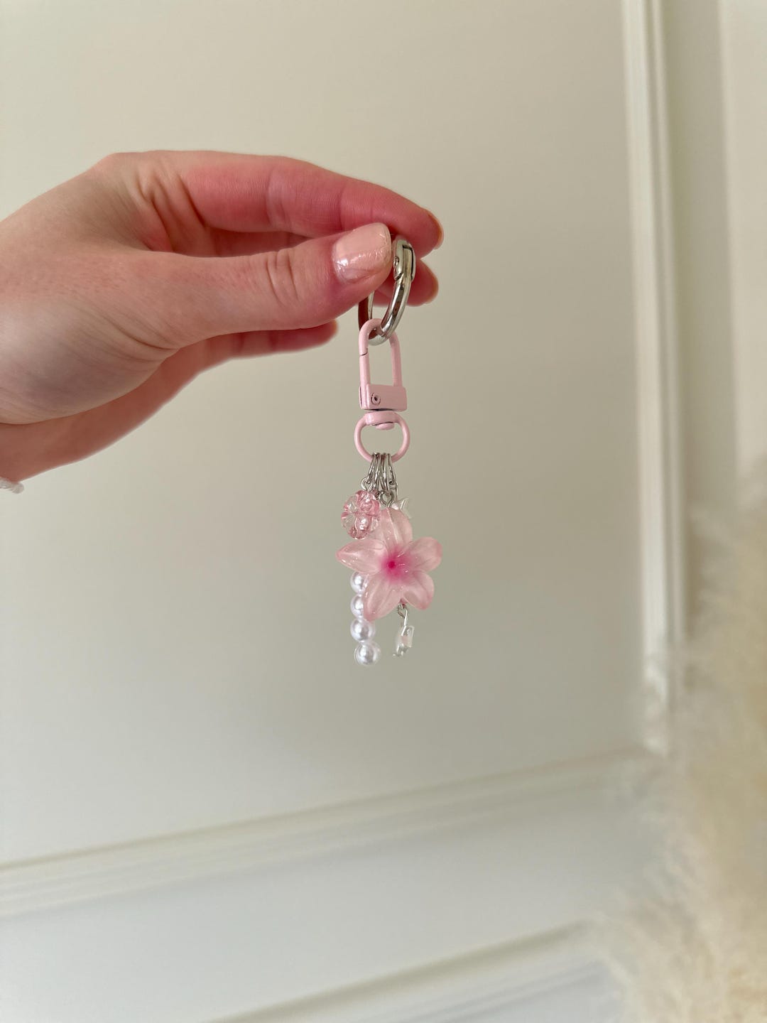 Cute Light Pink Flower Keychain | Girly Flower Keychain | Pink Flower ...