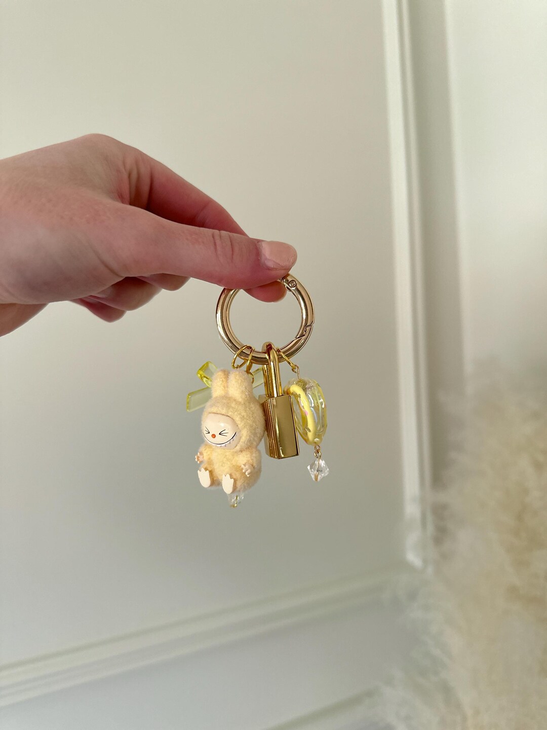 Cute Yellow Labubu Keychain | Popmart Keychain | Luxury Labubu Keychain ...