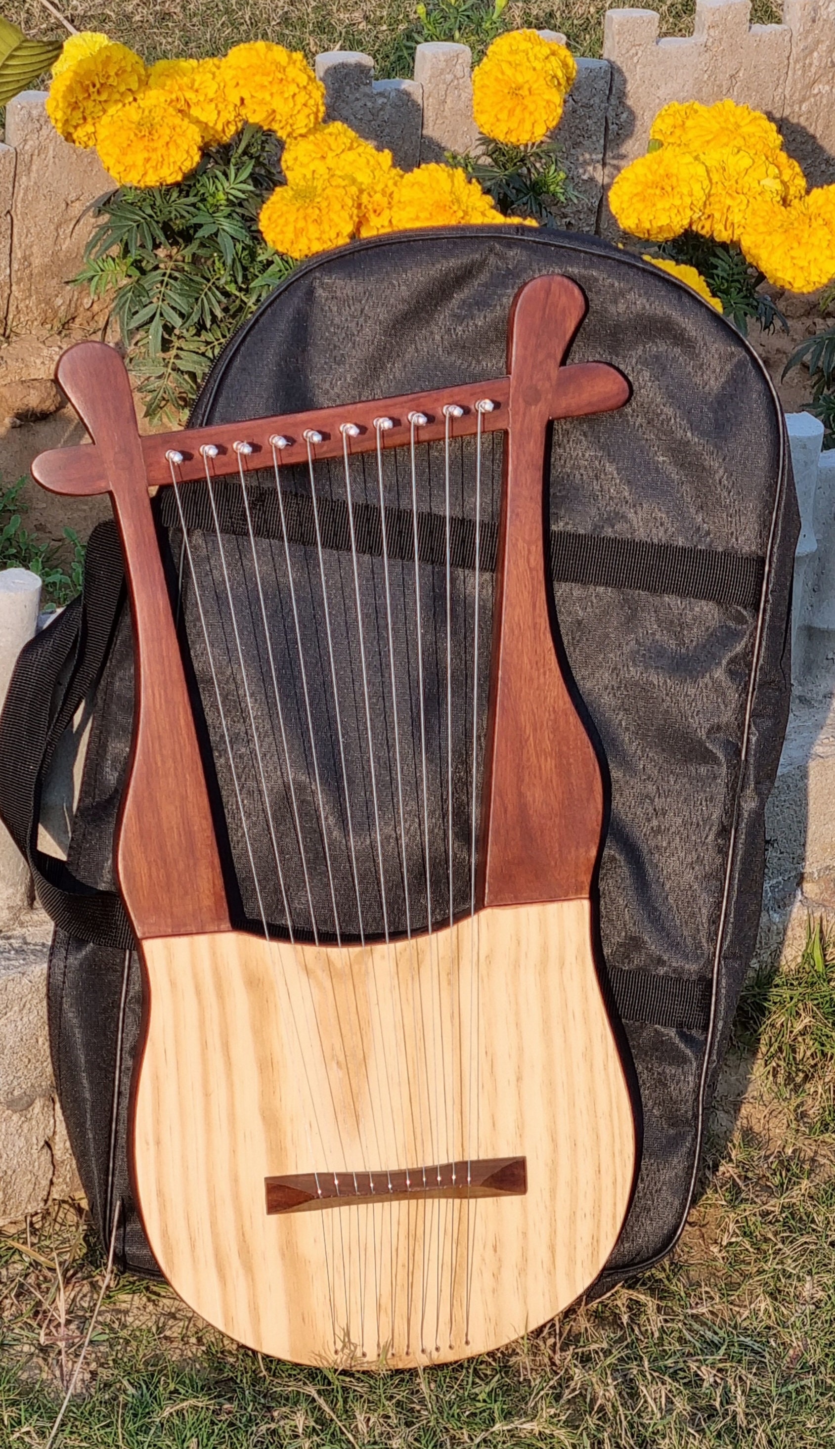 Lyre Harp 10 Strings, Vintage Inspired Old World, Wooden Stringed ...