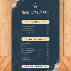 Spa Menu Templates, Spa Menu Templates, Chic and Stylish Spa Menu ...