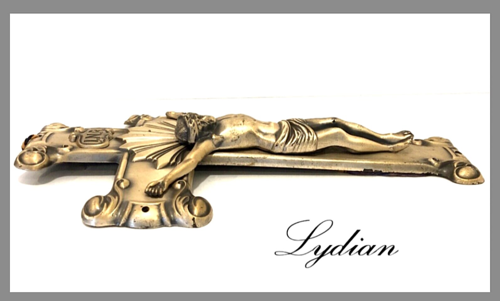 Antique 1940's CASKET CROSS CRUCIFIX, Latin Catholic Memorial Elaborate ...