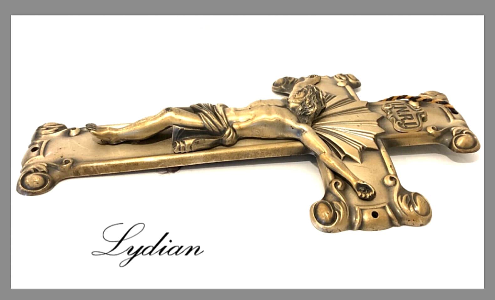 Antique 1940's CASKET CROSS CRUCIFIX, Latin Catholic Memorial Elaborate ...