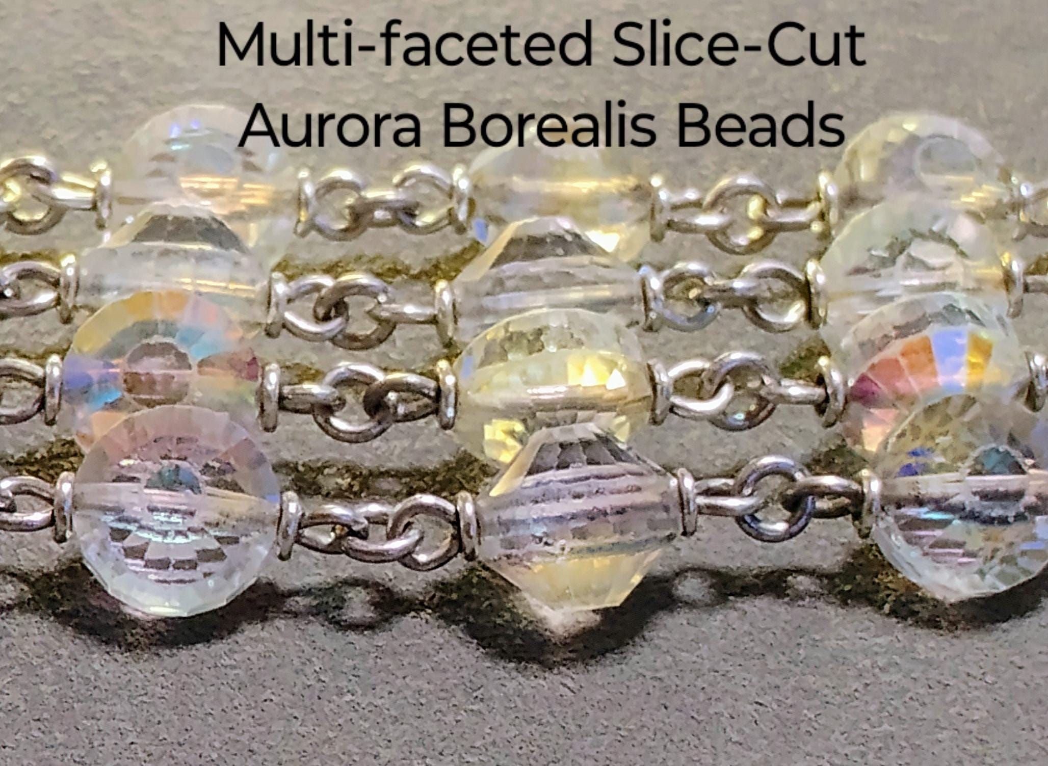 Antique 1960's Premium LEAD CRYSTAL STERLING Rosary, Aurora Borealis ...