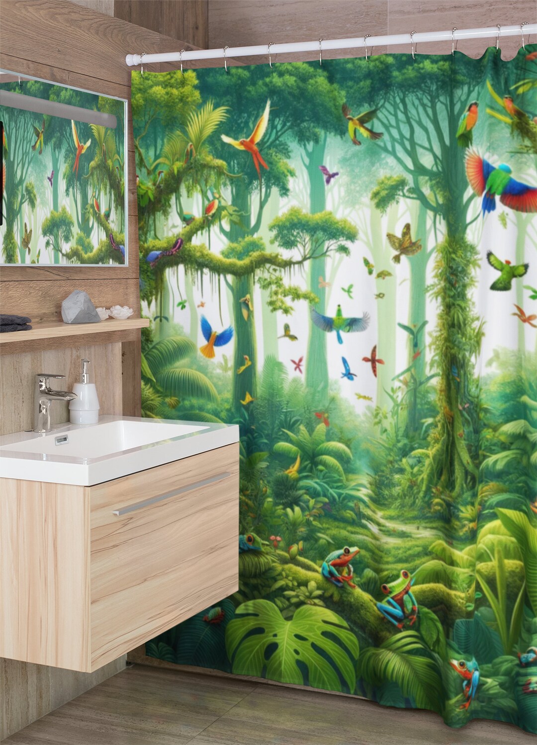 Colorful Rainforest Shower Curtain, Bathtub Curtain, Bathroom Decor ...