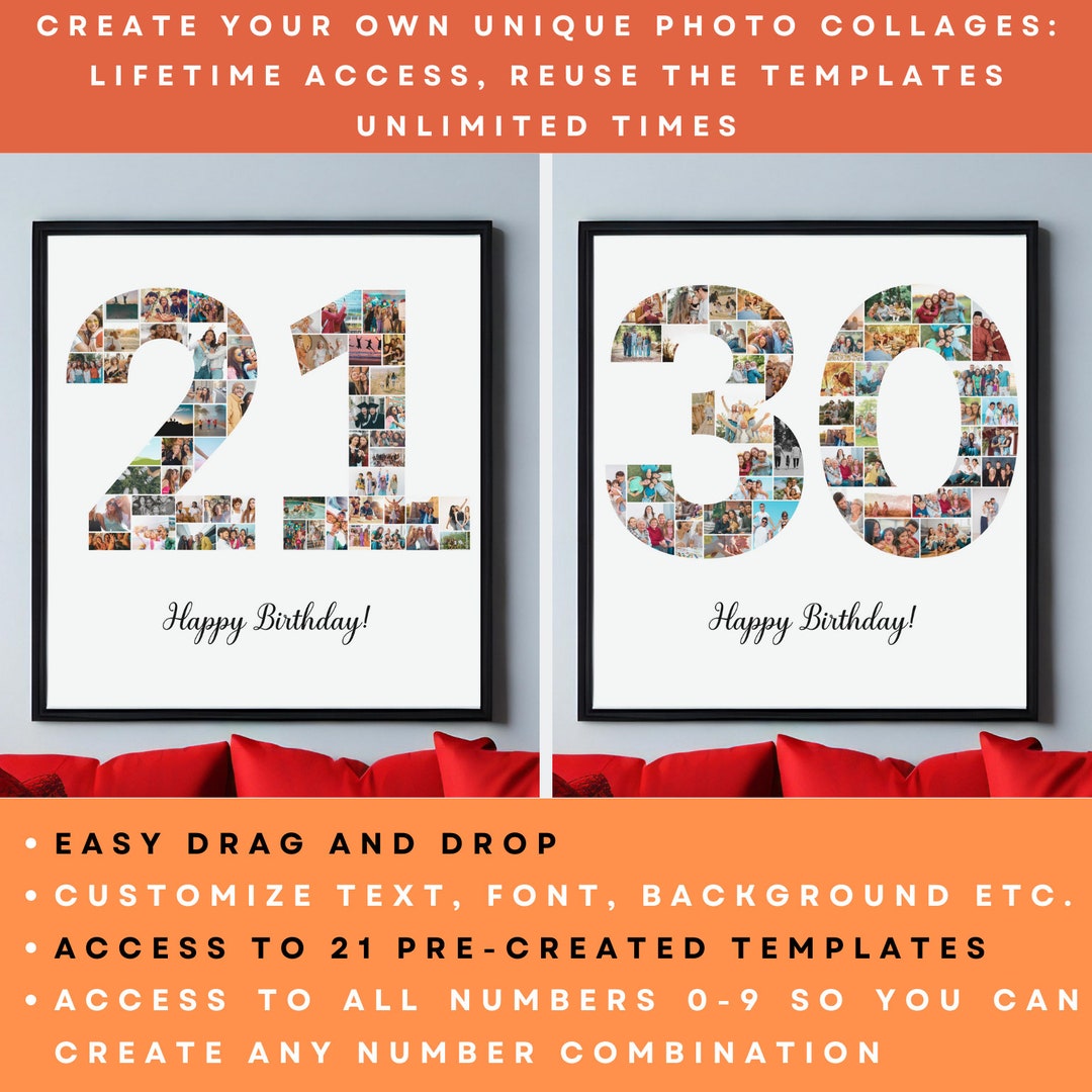 Happy Birthday Photo Collage Template, Personalized Birthday Gift ...