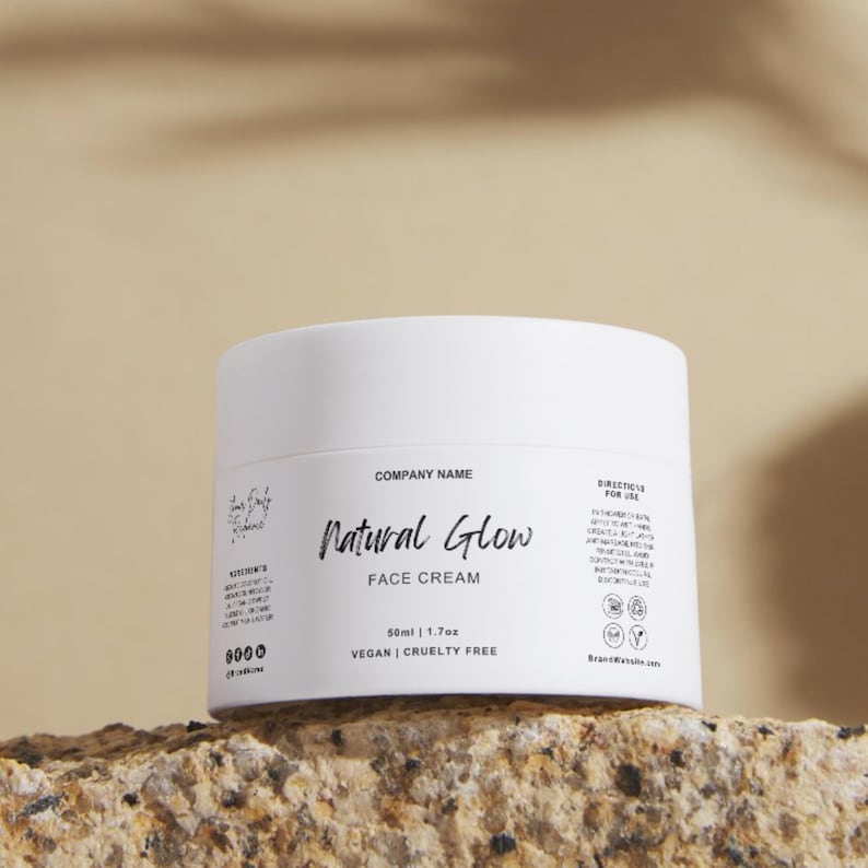 Natural Glow Face Cream Label Template: Minimalist Skincare (digital ...